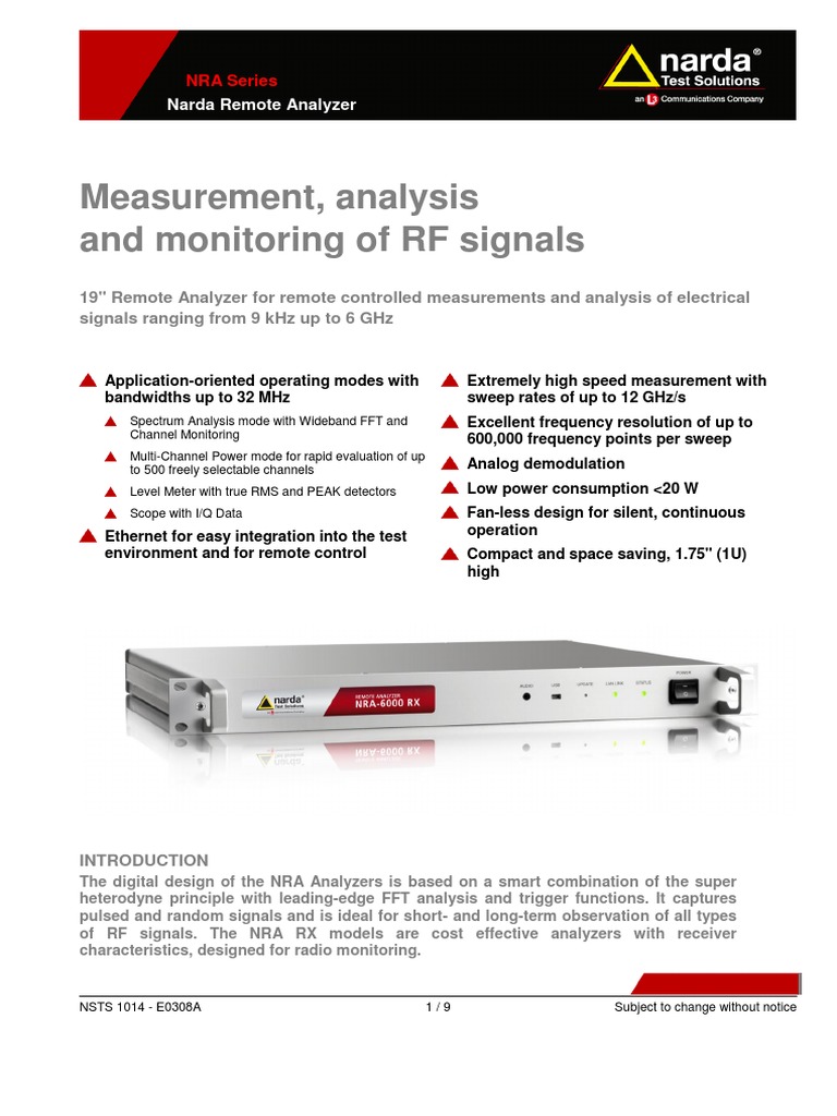NRA 6000 RX Datasheet | PDF | Bandwidth (Signal Processing) | Signals ...