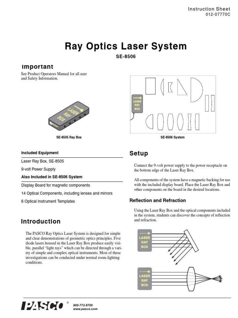 Laser Ray Box Manual SE 8506 | PDF | Optics | Lens (Optics)