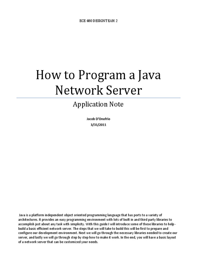 How To Program A Java Network Server: Application Note | PDF | Port ...