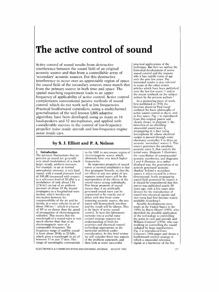 Active Sound Control Techniques | PDF