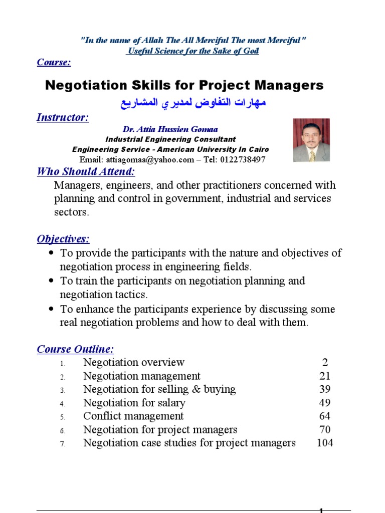 Negotiation Skills For Project Managers | PDF | Bargaining | Negotiation