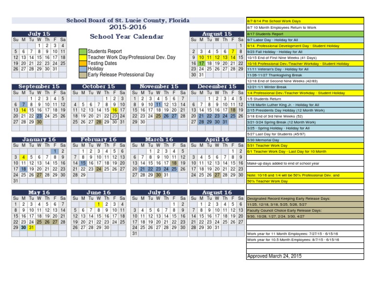 School-Calendar 2015-2016 | PDF | Public Holiday | The United States