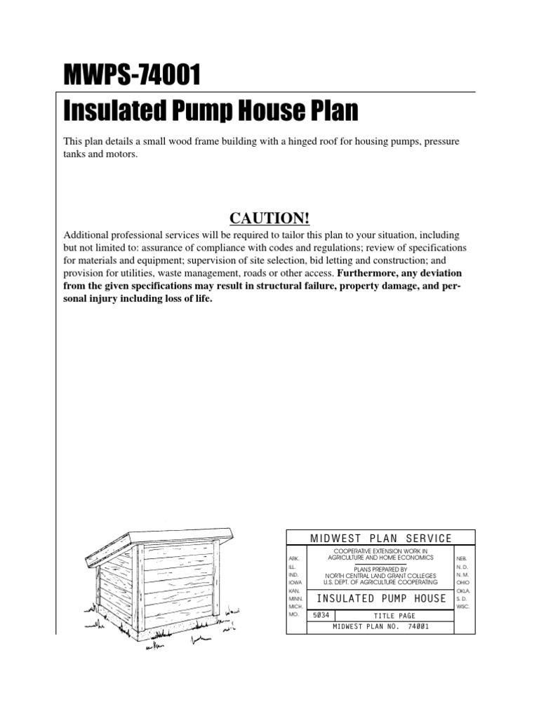 MWPS-74001 Insulated Pump House Plan: Caution! | PDF