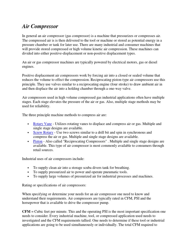 Air Compressor | PDF | Gas Compressor | Pipe (Fluid Conveyance)
