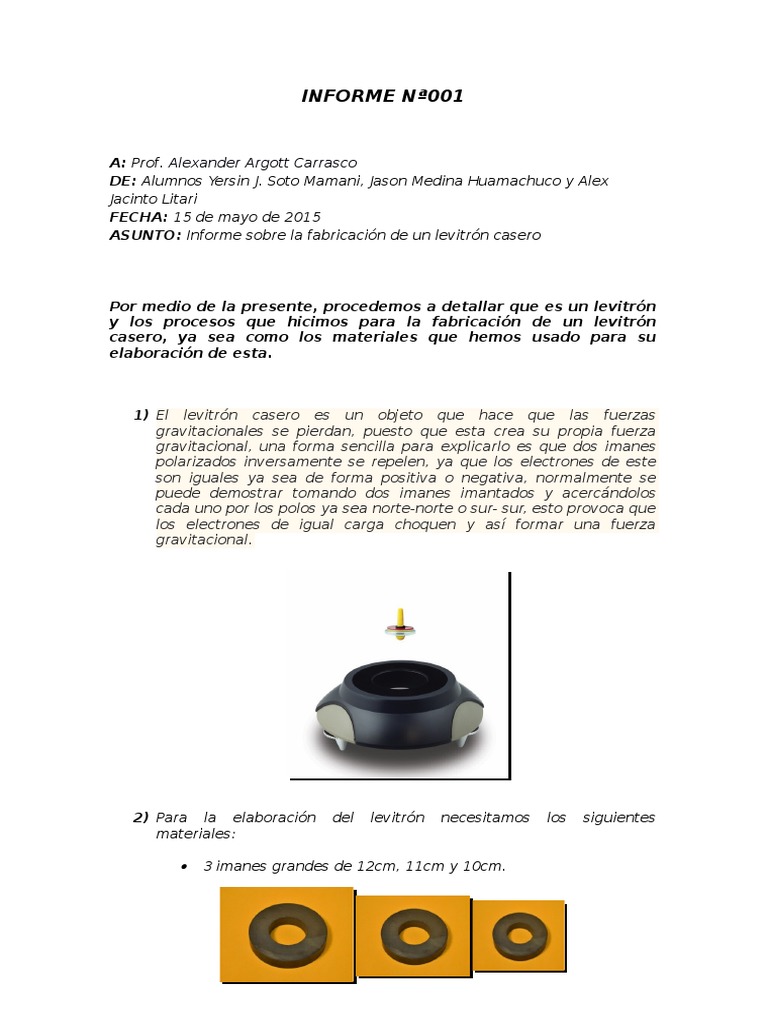 Fabricación de un Levitrón Casero | PDF | Imán | Física