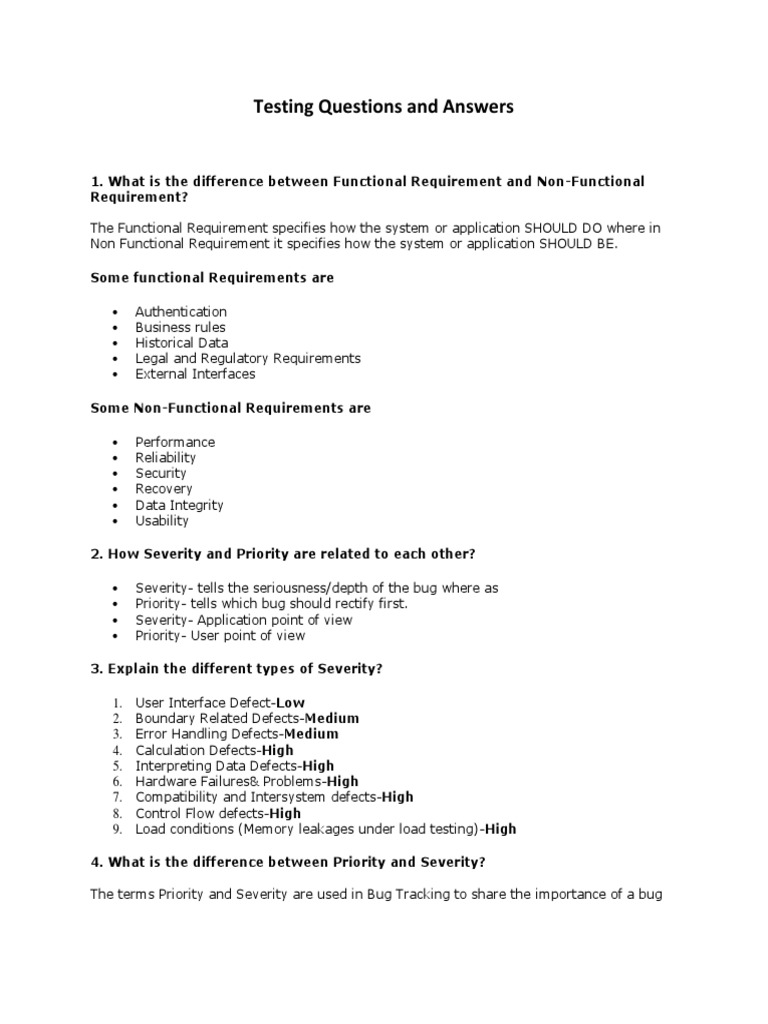 Software/Web Testing Questions and Answers | PDF | Software Testing ...