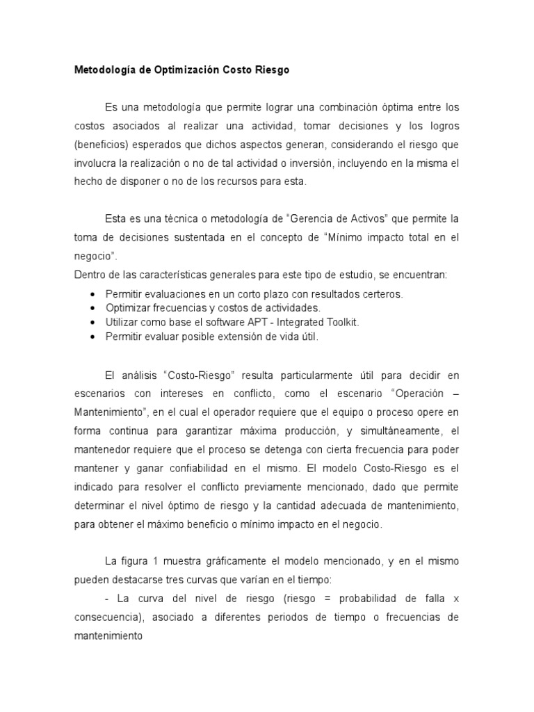Costo Riesgo | PDF | Toma de decisiones | Beneficio (economía)