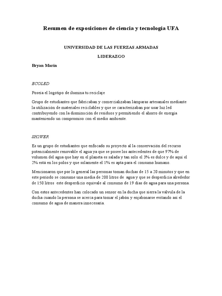 Resumen de Exposiciones y Proyecto de Vida | PDF | Agua | Conocimiento