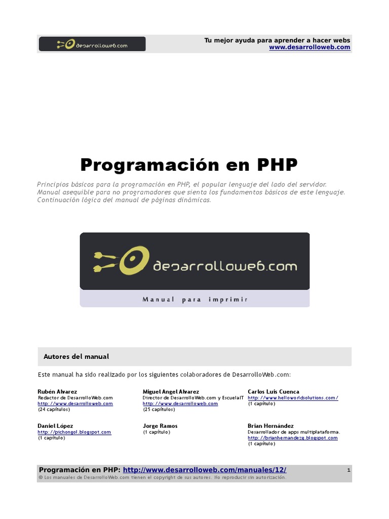 Manual Programacion PHP | PDF | Php | Servidor HTTP Apache