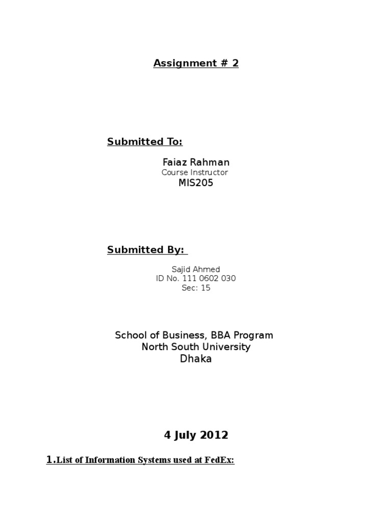 FedEx Information Systems Overview | PDF | Information System | Fed Ex