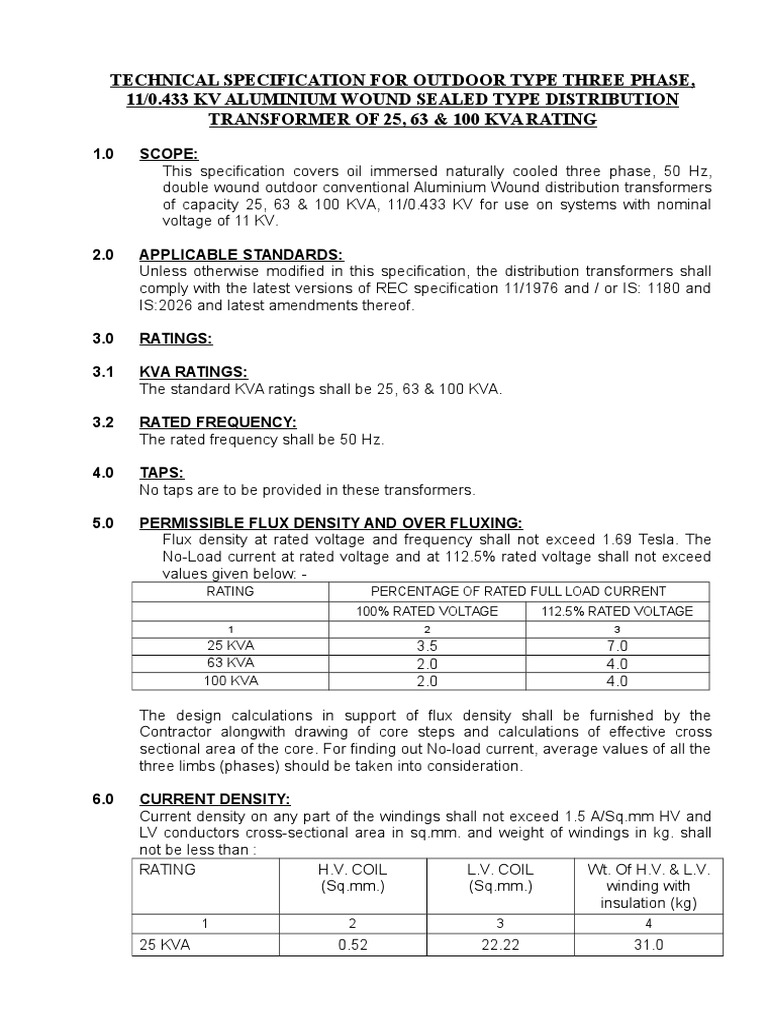 17-25,63 & 100 KVA DTs Transformer | PDF | Transformer | Insulator ...
