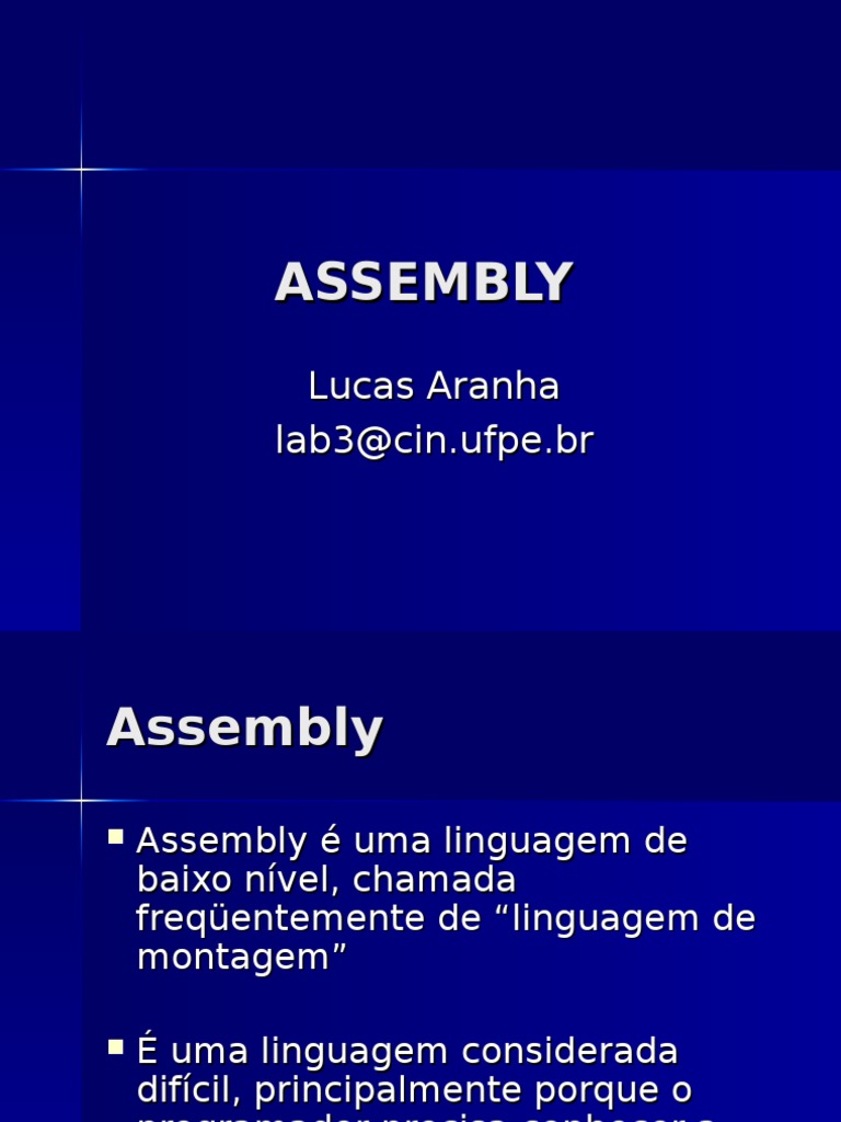 Assembly Aula 1 | PDF | Linguagem Assembly | Linguagem de programação