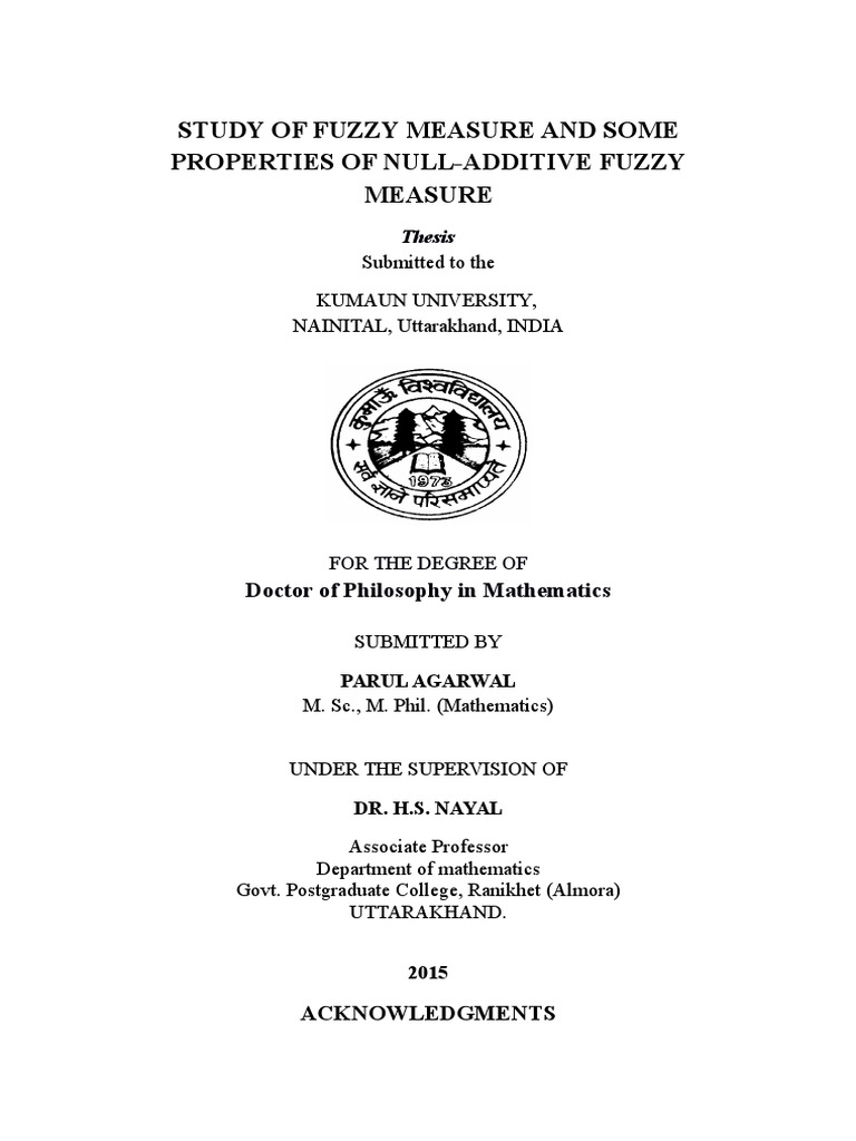 Study of Fuzzy Measure and Some Properties of Null-Additive Fuzzy ...