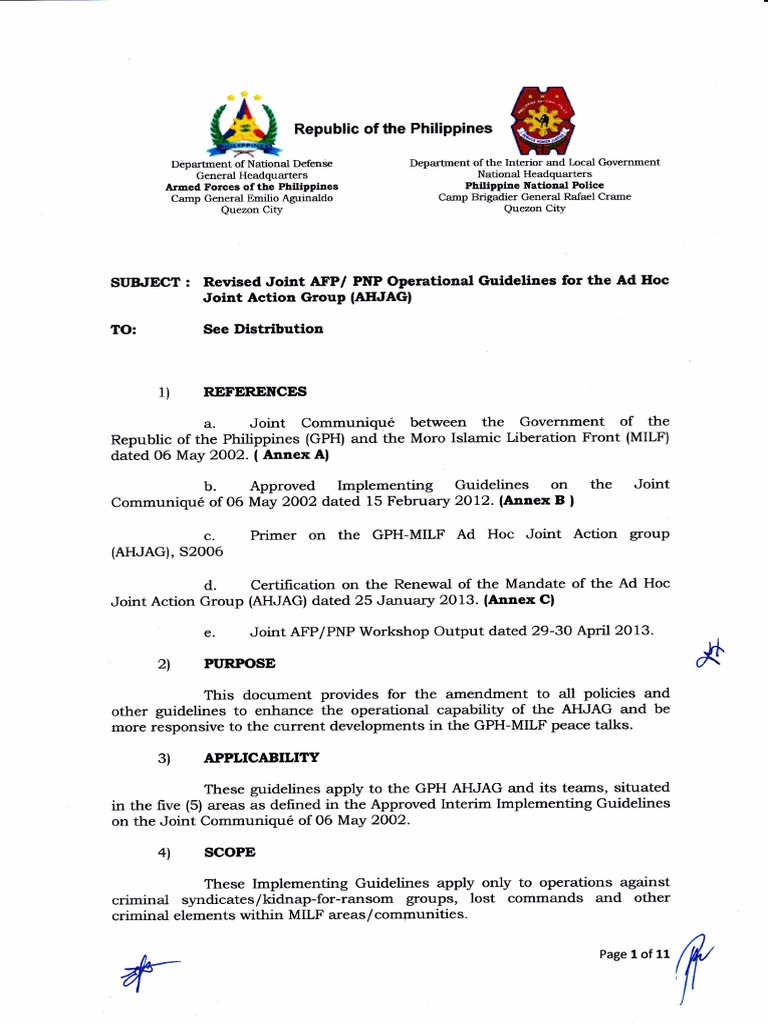 Revised AHJAG Operational Guidelines | PDF | Legal Action | Criminal ...