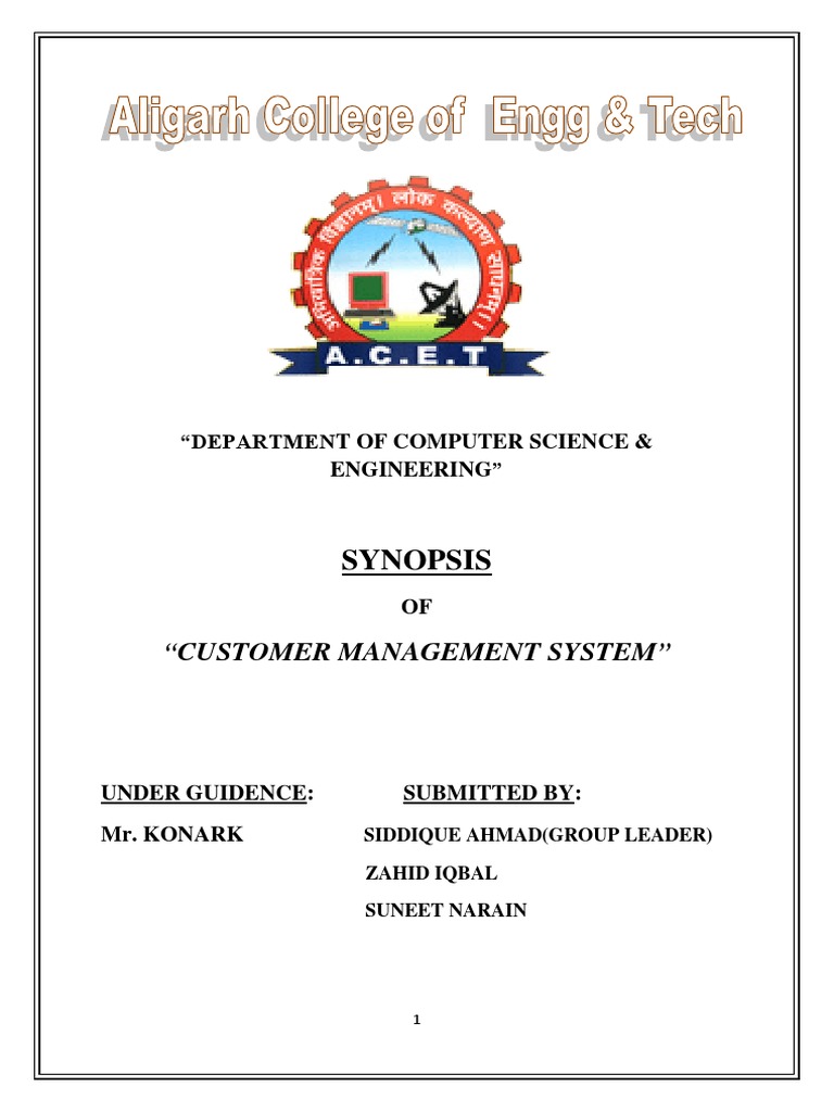 CMS Synopsis SRS | PDF | Customer Relationship Management | Systems Engineering