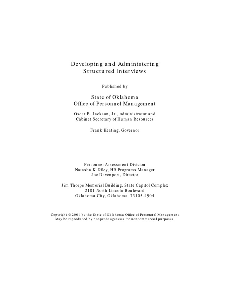 Structured Interview Manual | PDF | Americans With Disabilities Act Of ...