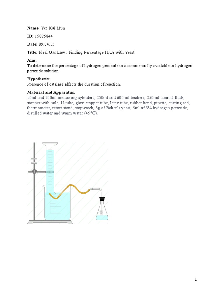 Chemistry Lab Report (Ideal Gas Law) | PDF | Hydrogen Peroxide | Mole ...