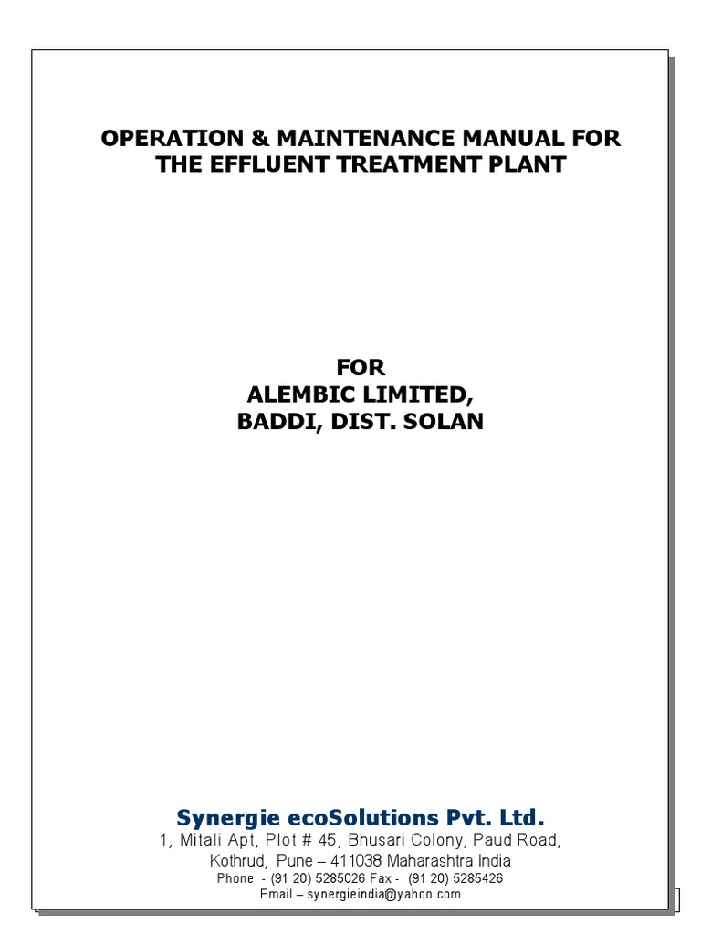 Etp Manual | PDF | Sewage Treatment | Liquids