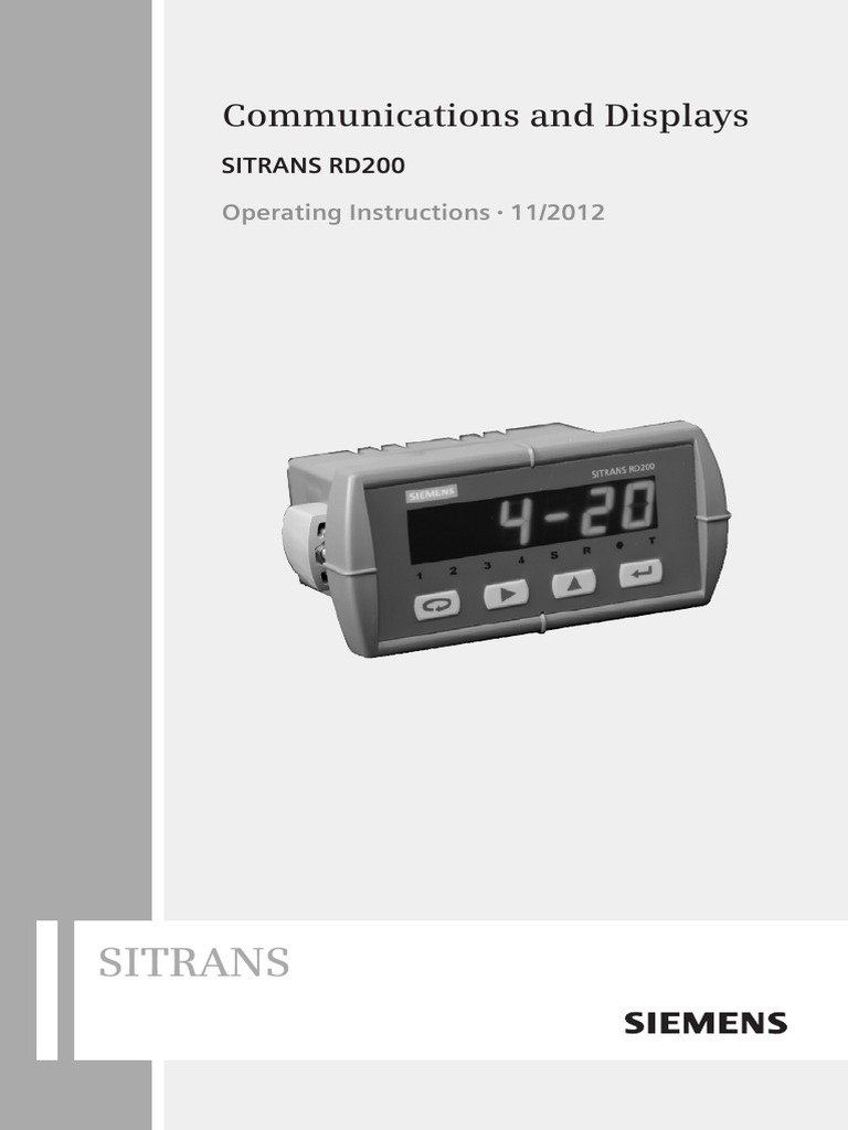 Sitrans RD200 | PDF | Relay | Power Supply