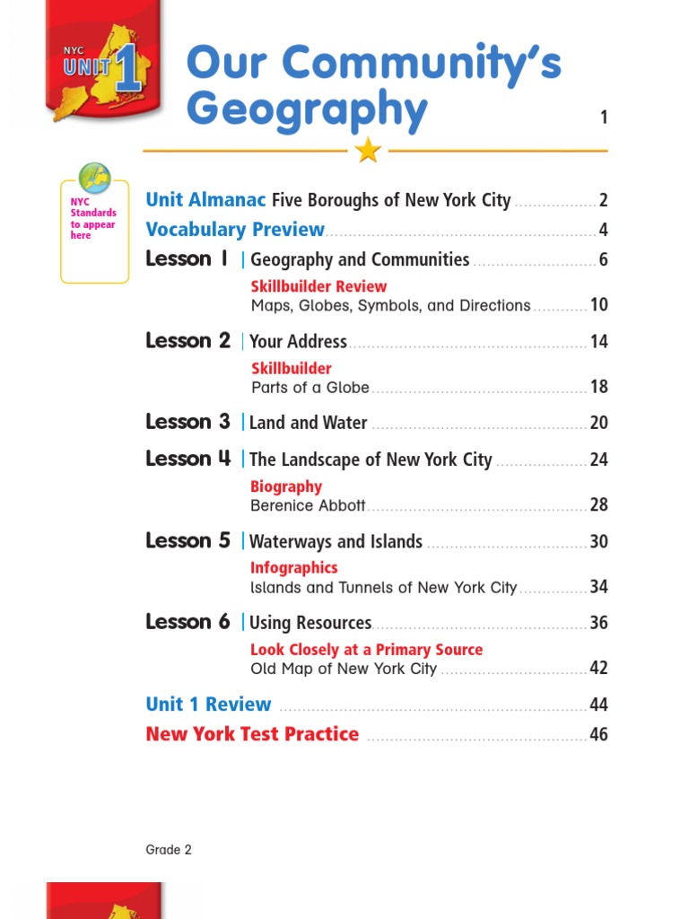 NYC Social Studies Grade 2 Table of Contents | PDF | Home & Garden