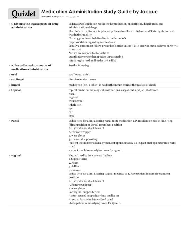 Medication Administration Study Guide | Download Free PDF | Injection ...