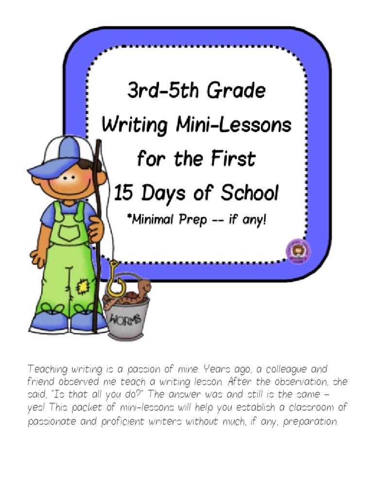 Writing Lessons For The First 15 Days of School | Download Free PDF ...