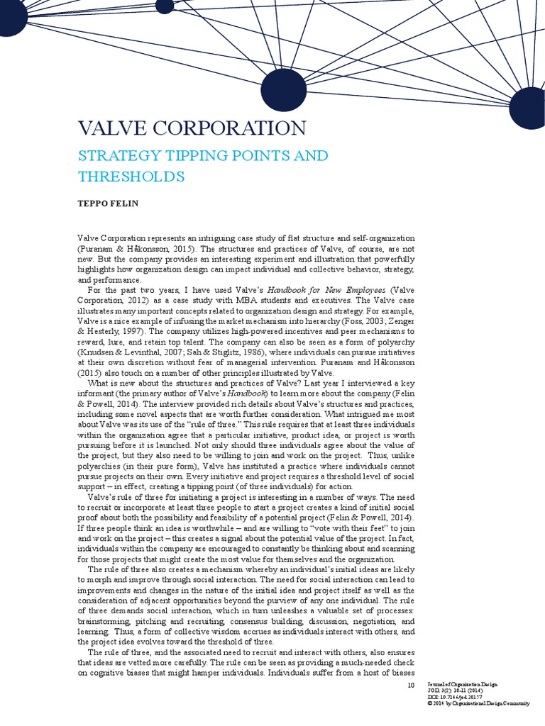 Valve Corporation: Strategy Tipping Points and Thresholds | Download ...