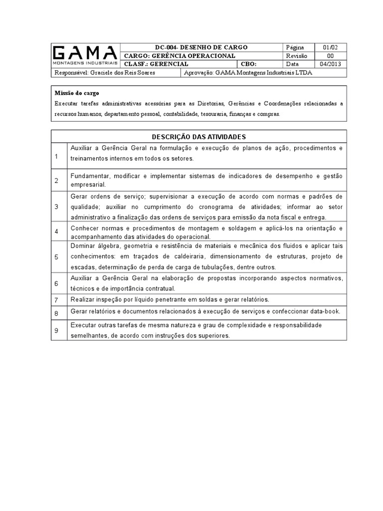 DC 002 Gerência Operacional | PDF | Gestão de recursos humanos ...