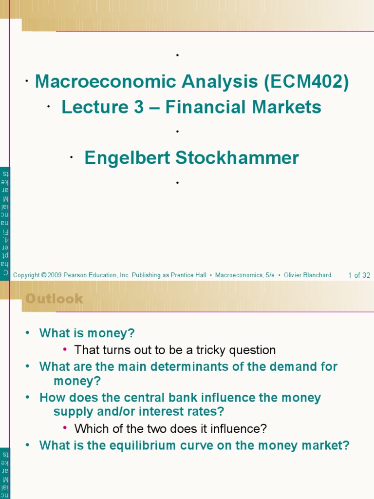 Macroeconomic Analysis (ECM402) Lecture 3 - Financial Markets Engelbert Stockhammer | PDF ...