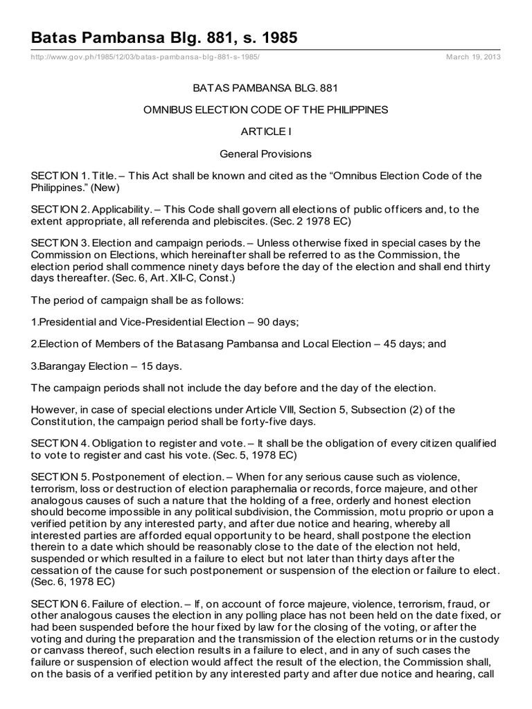 Omnibus Election Code | PDF | Accountability | Government
