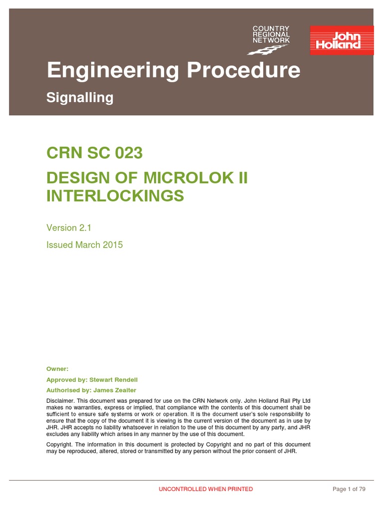 CRN SC 023 Design of Microlok II Interlockings V2.1 Mar 2015 | PDF ...