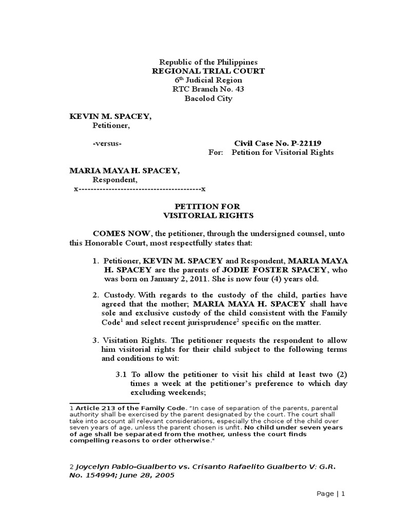 Petition For Visitation Rights | PDF