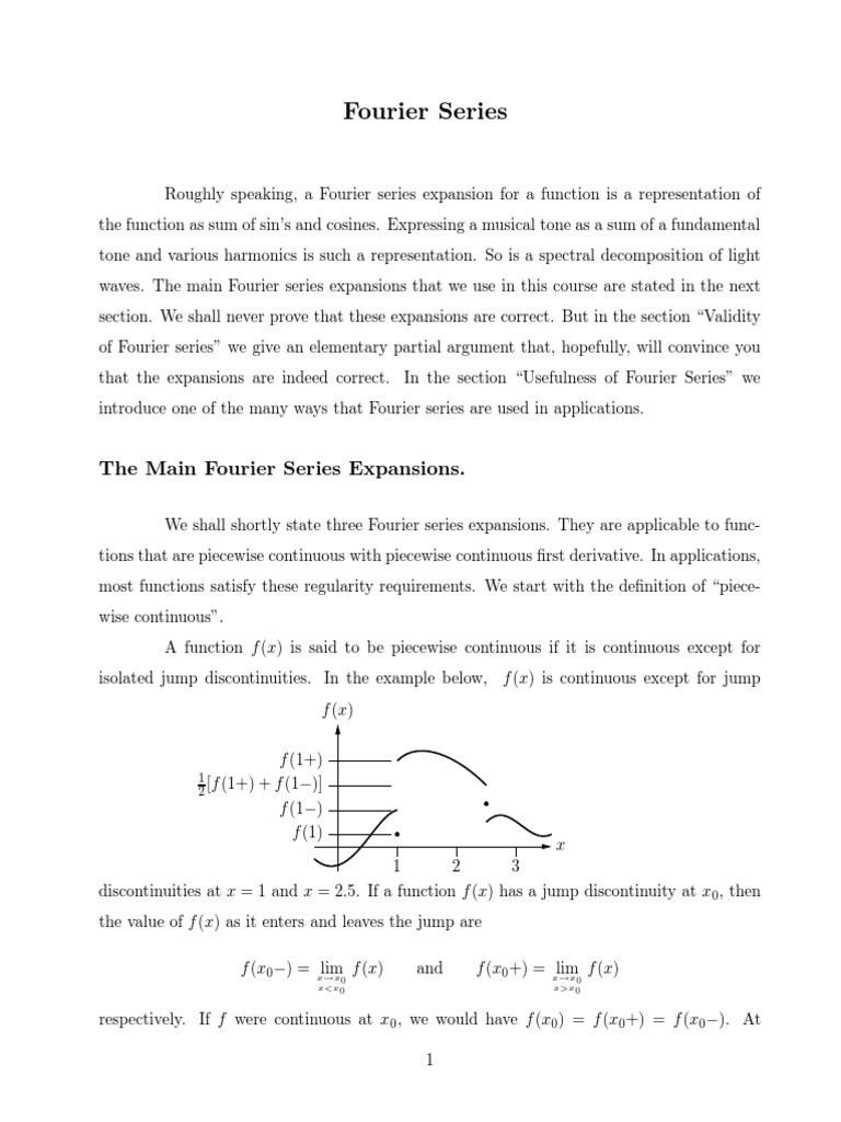 The Main Fourier Series Expansions | PDF | Trigonometric Functions | Fourier Transform