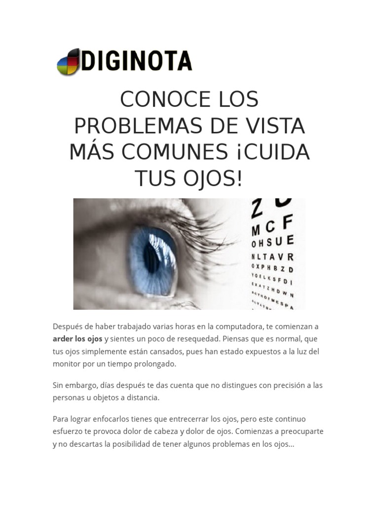 Cuida tus ojos: problemas y ejercicios | PDF | Ojo humano | Percepción ...