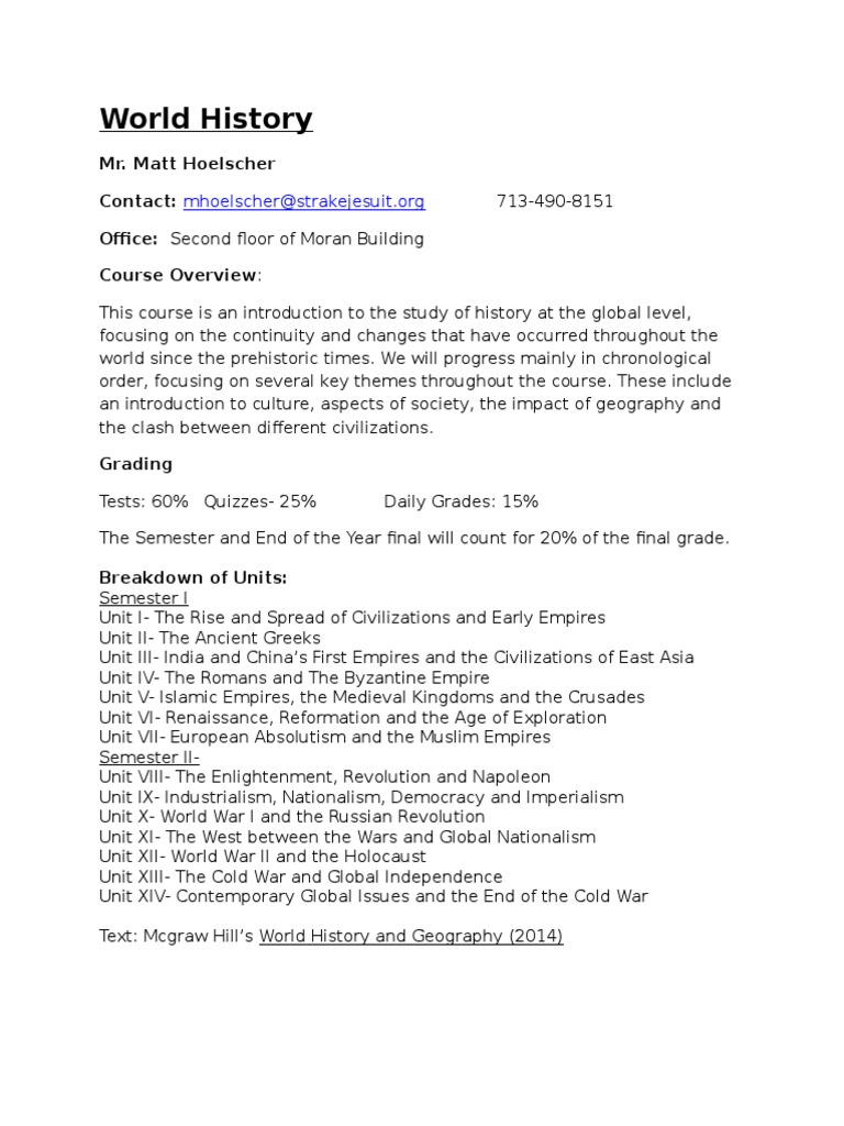 Global History Course Overview | PDF
