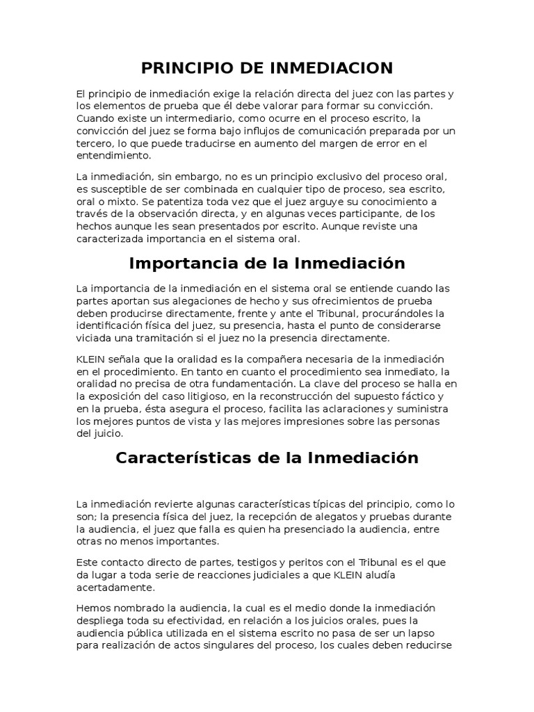 Principio de Inmediacion | PDF | Evidencia (ley) | Testigo experto