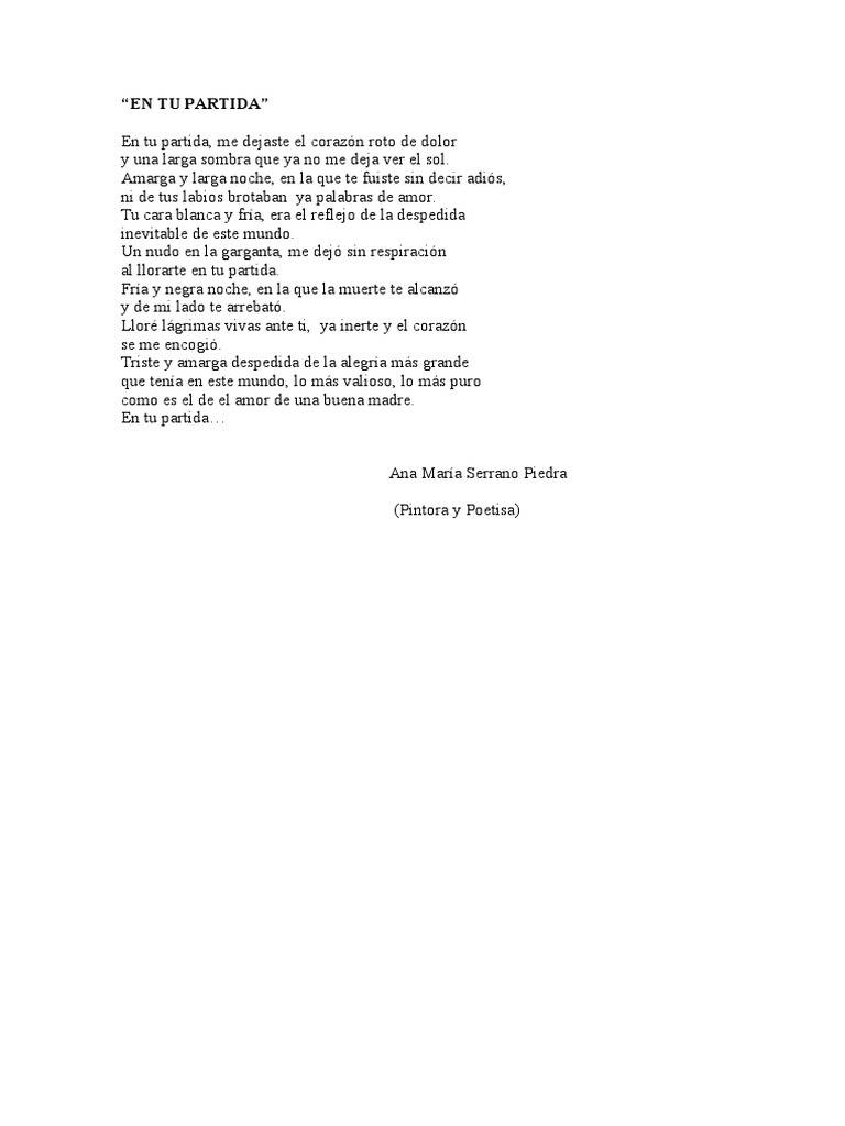 En Tu Partida (Poema) | PDF