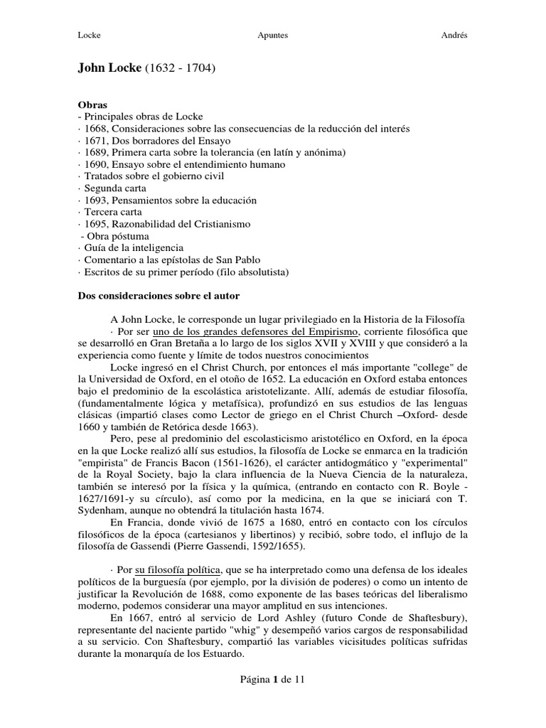 Locke Apunts Andres | PDF | John Locke | Intuición