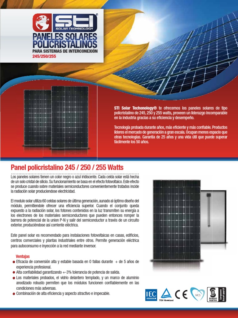 Panel 250w Sti | PDF | Energía solar | Panel solar