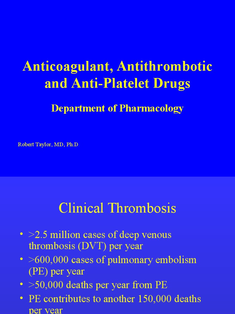 Anticoagulant, Antithrombotic and Anti-Platelet Drugs | PDF ...