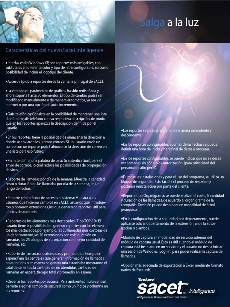 SACET Caracteristicas Ventajas | Descargar gratis PDF | Central ...