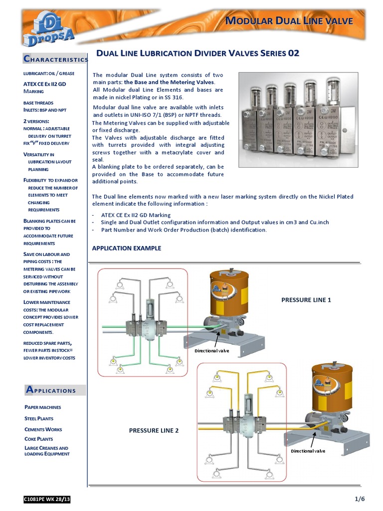 MODULAR DUAL LINE VALVE TECHNICAL INFO | PDF | Valve | Screw
