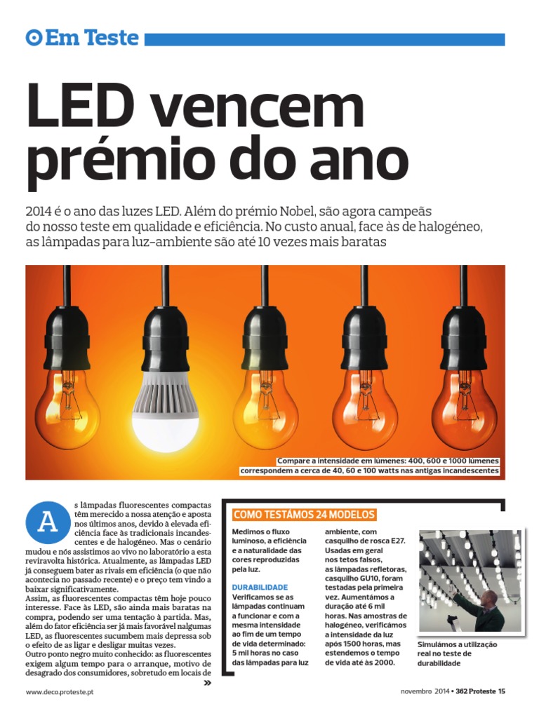 Lâmpadas e spots de LED.pdf | Lâmpada Incandescente | Diodo Emissor de Luz