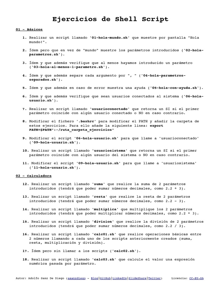 Ejercicios Shell Script | PDF | Archivo de computadora | Desarrollo de software
