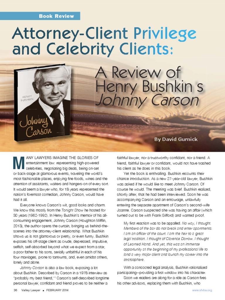 Attorney-Client Privilege and Celebrity Clients: A Review of Henry ...