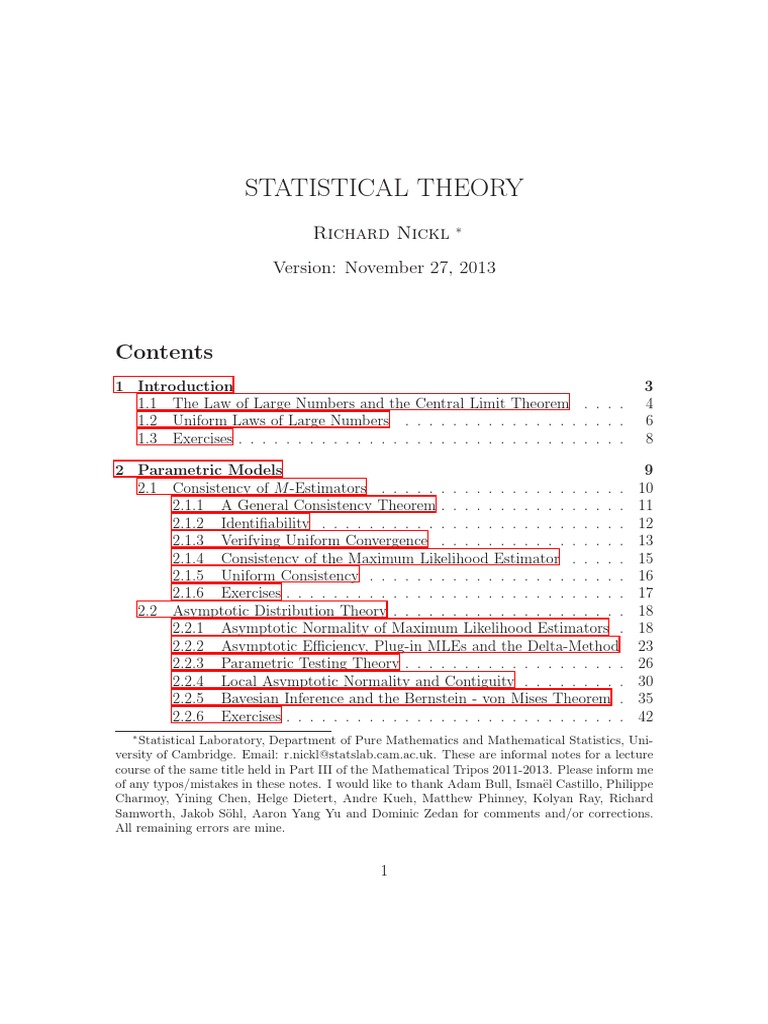 Advanced Statistical Theory | PDF | Estimator | Probability Theory