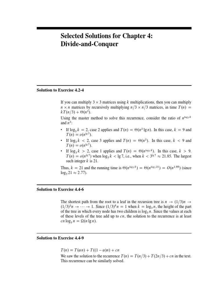 Introduction To Algorithms, Cormen Et Al, Chap4 Solutions | PDF