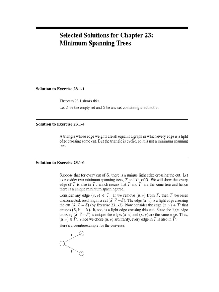 Introduction To Algorithms Cormen Et Al Chap23 Solutions
