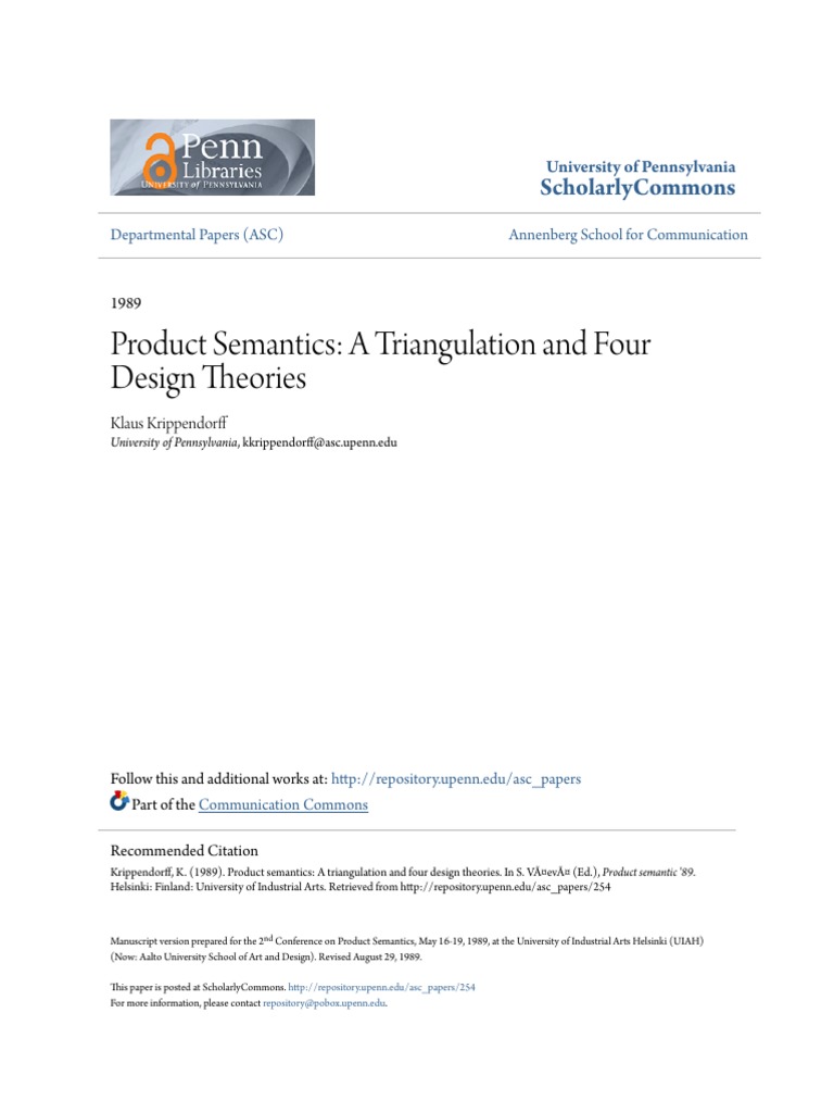 Product Semantics - A Triangulation and Four Design Theories | PDF ...