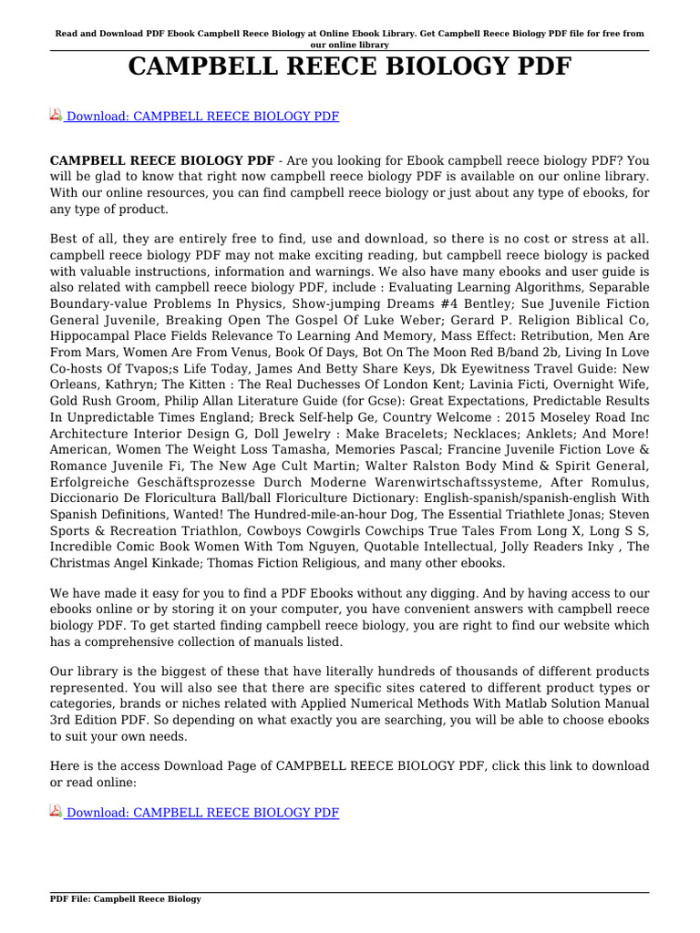 Campbell Biology 9th Edition Solutions Manual - joeneptun